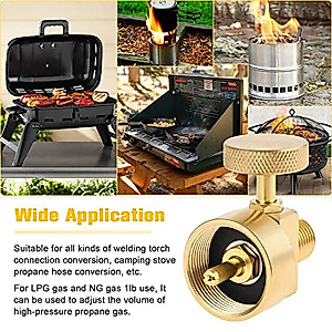 1LB Brass Propane Needle Control Valve, Disposable Adjustable Pressure Propane Gas Regulator Valve for Stove grill, with 1/4" Male NPT Thread, Propane 1LB Tank Disposal Cylinder Bottle Adapter
