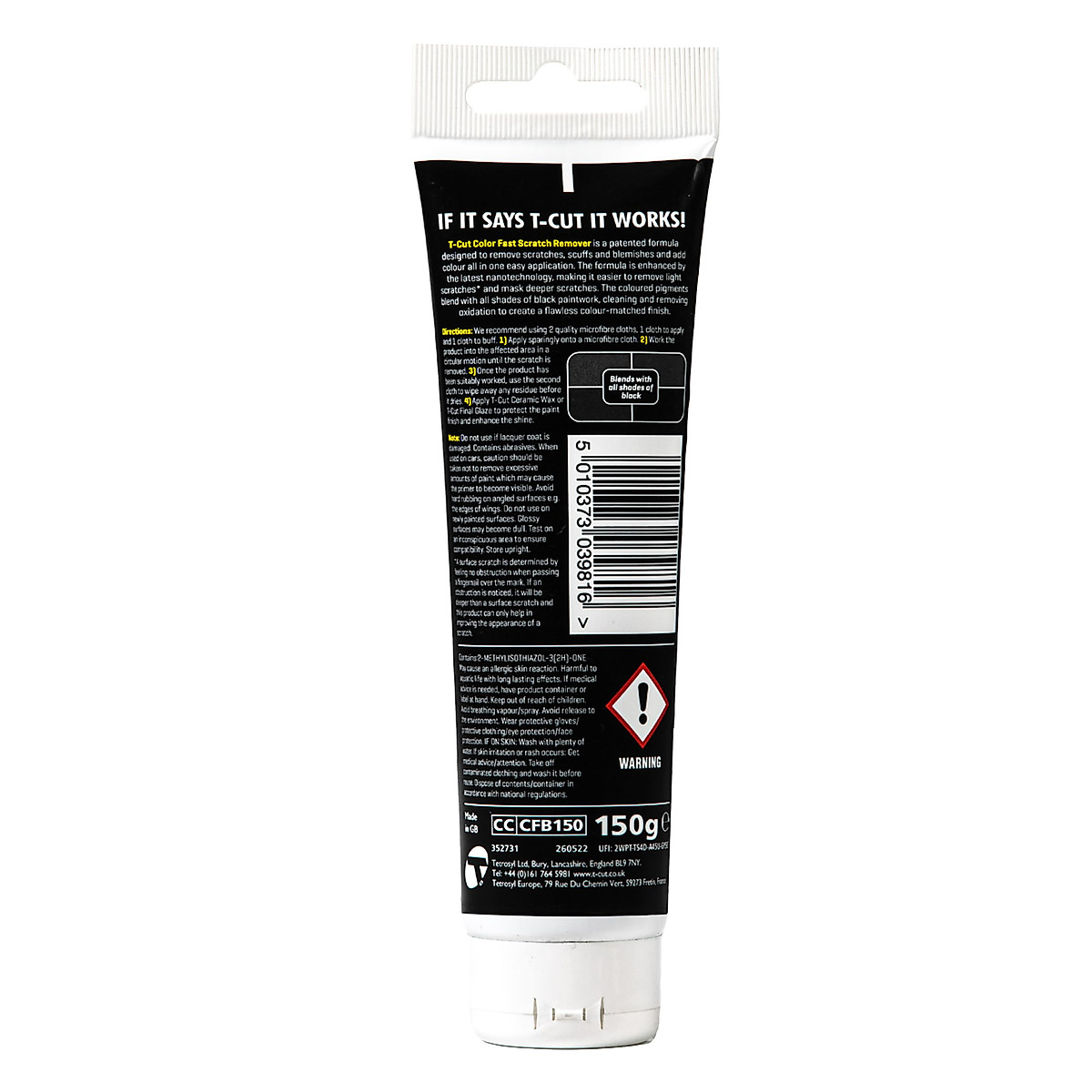 T-Cut Colour Fast Black Car Wax Polish Scratch Remover Colour Enhancer 5.3Oz (150g) Tube