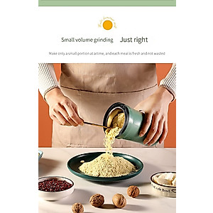 GTUOXIES Electric Grinding Miller, Portable Grain Grinder, Household Flour Miller, Fine Milling, Dry and Hard Grinding for Coffee, Spice, Pepper Beans and More, Stainless Steel Blades (Green)