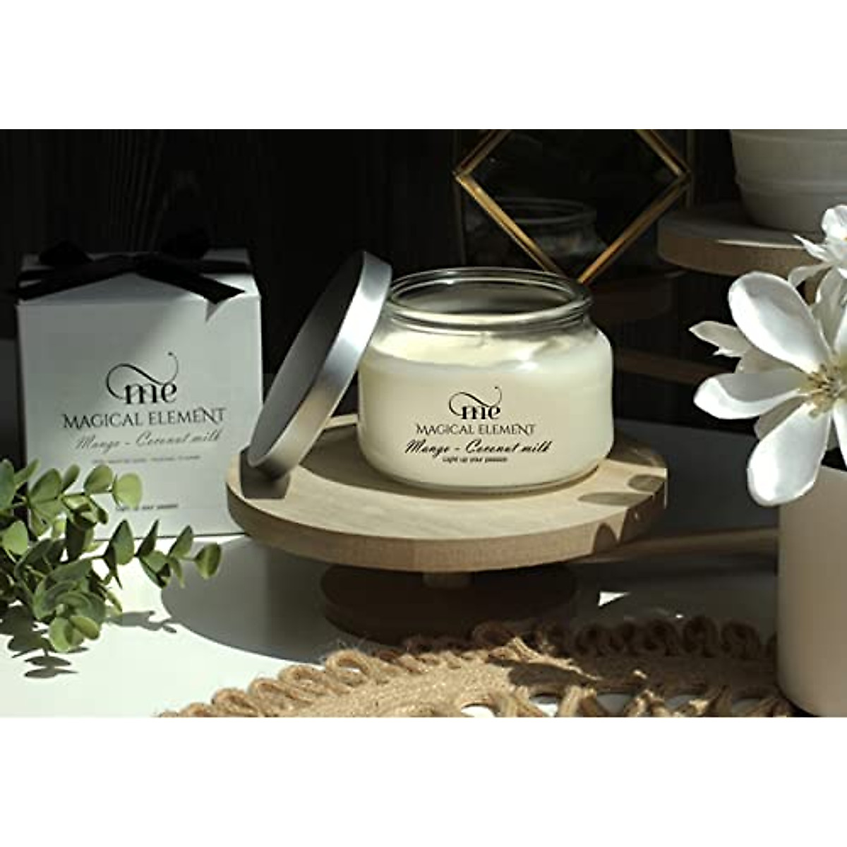 Magical Element Mango & Coconut Milk Scented Soy Candle, 10 oz Jar, 35+ Hour Burn Time