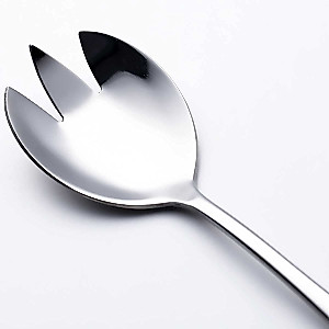 Goeielewe Pack of 2 Salad Spoon and Fork Salad Server Set, Stainless Steel Salad Serving Set, 7.7-Inch Serving Spoon and Fork Set for Salad, Gravies, Fruits, Soup or Pasta (Silver)