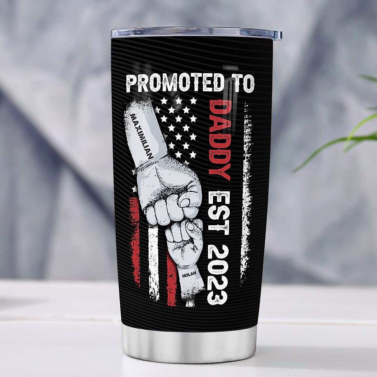 wowcugi Personalized New Dad Gifts For Promoted To Father Tumbler Coffee Travel Mug Expecting Gifts For Men Birthday Husband Cup Gift