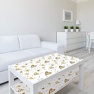 Amaonm Removable 15.8 x 98.4inch Lovely Gold Heart Wall Decals DIY Wallpaper Wall Stickers Murals Decor for Kids Babys Girls Bedroom Teens Nursery Living Room Door Desk Decoration (Heart)