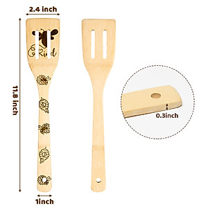 Haooryx 6Pcs Bee Sunflower Bamboo Spoons Utensils Set Bee Themed Non-Stick Carve Cooking Spoons Burned Bamboo Cookware Kitchen Gadget Kit Christmas Housewarming Gift Kitchen Decor Supplies