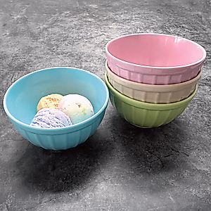 UPware 4-Piece Ribbed Melamine Ice Cream Bowl