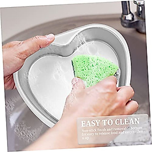 FELTECHELECTR 2pcs Heart Cake Mold Bread Baking Pan Mini Cake Molds Oven Pans Cake Rings Cake Baking Mould Small Cake Pan Cheesecake Pans Removable Bottom Flan Pan Heart Shaped Pot Silver Metal