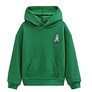WELAKEN WAFFLE Fabric Hoodie Sweatshirt with Cute Rockets Pattern for Kid's & Toddler Unisex