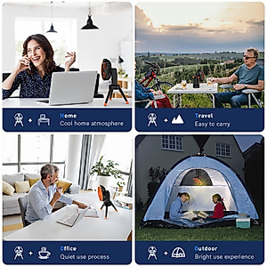 DGLK Camping Fan,10400mAh Battery Operated Fan for Camping,Rechargeable Fan with LED Lantern,120° Oscillating Portable Fan, Quiet Personal Fan for Picnics,Barbecues,Fishing,Travel and Indoors.