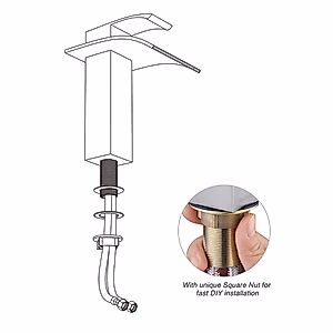 Aquaterior Waterfall Spout Single Handle Bathroom Vessel Sink Faucet with Mixer Tap One Hole Tall Bath RV Faucet Brushed Nickel(CUPC NSF CEC)