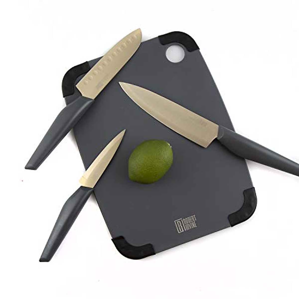 CAMBRIDGE Robert Irvine 6 Piece Cutlery Set with Grey Soft Touch Handle and Gold Blades, 0, GREY & GOLD