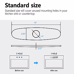 Sink Hole Cover, Escutcheon Plate Stainless Steel Deck Plate for 1 or 3 Hole Bathroom or Kitchen Sink Faucet Mixer Tap 10" Brushed Nickel