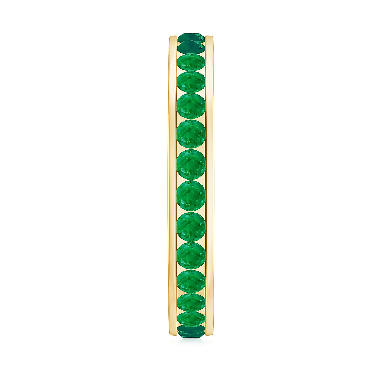 Rosec Jewels Emerald Eternity Band Ring for Women, AAA Quality, Certified Natural Emerald Anniversary Ring - Ready To Gift, 14K Yellow Gold, Size:US 9.00