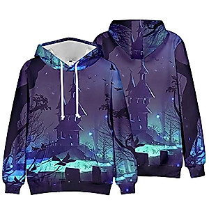 prime early access lightning deals today Halloween Sweatshirt Men 2023 Drawstring Loose Fit Long Sleeve Pullover Hoodies Causal Print Halloween Costume zip up hoodies for men graphic design Blue 4X