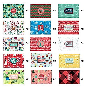 JOYIN 30PCS Christmas Gift Box Card Holders with Magic Sticker Christmas Gift Card Box Holders for Holiday Party, Cash Holder Gift Boxes, Christmas Candy Wrapping Paper, Holiday Gift Extra-Special