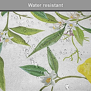 Ambesonne Nature Chair Seating Cushion Set of 4, Flowering Lemon Woody Plant Romance Habitat Citrus Fresh Background, Anti-Slip Seat Padding for Kitchen & Patio, 16"x16", Fern Green Yellow White