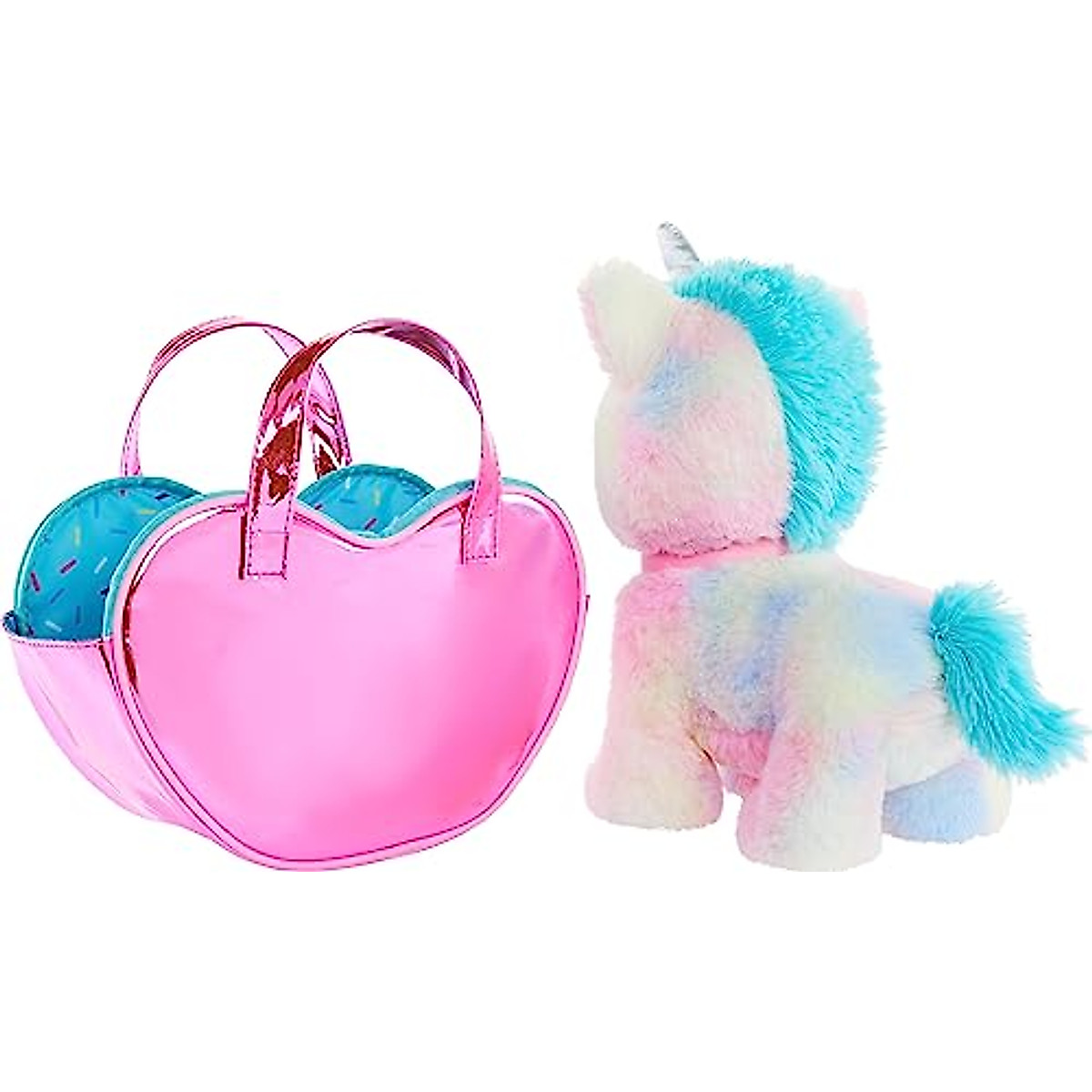 Barbie Stuffed Animals, Unicorn Toys, Plush Unicorn with Dessert-Themed Purse Playset and 5 Accessories, Chef Pet Adventure