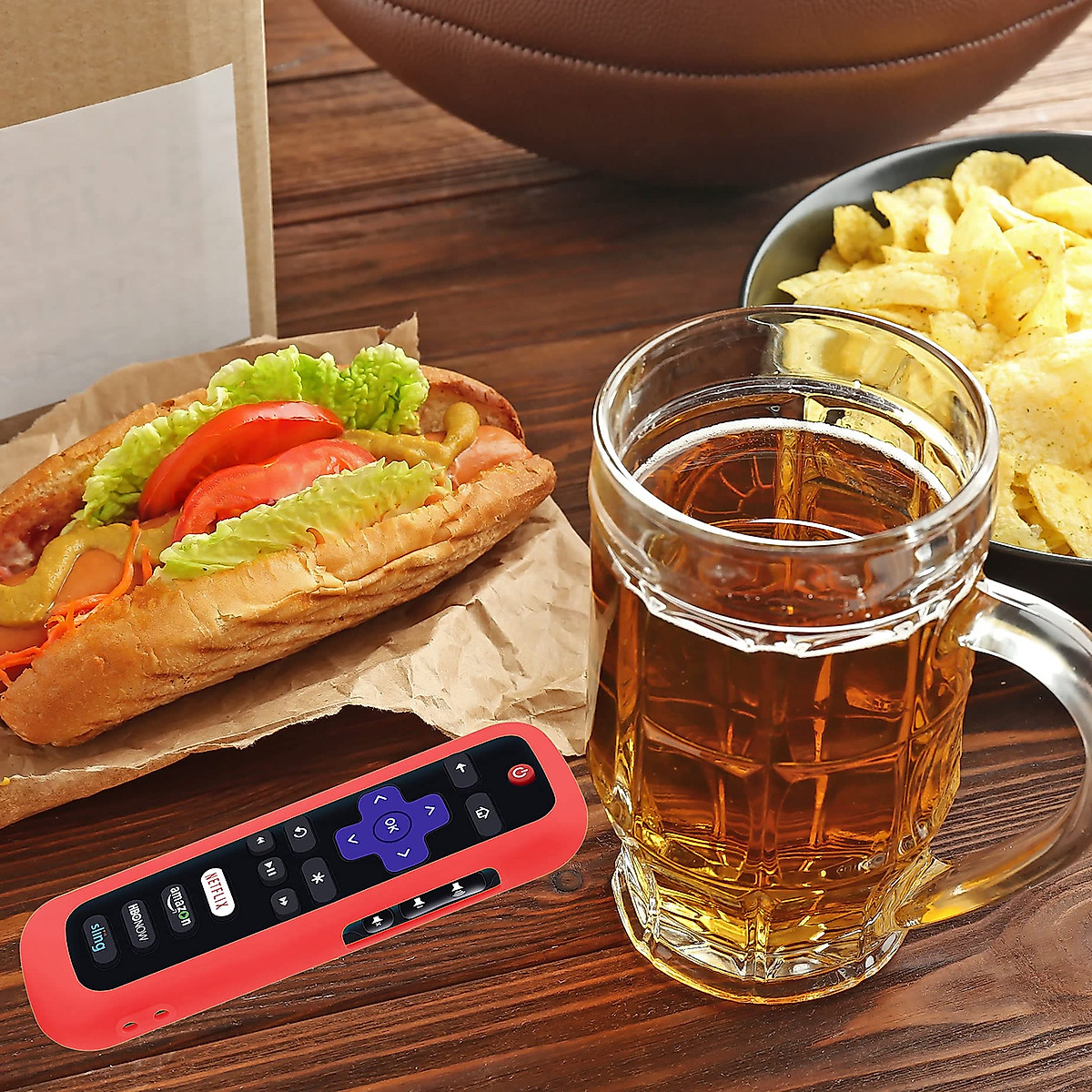 2 Pack Remote Case for Roku, Battery Cover for TCL Roku Smart TV Steaming Stick Remote, Roku TV Remote Cover Silicone Protective Controller Universal Sleeve Skin Blue and Red