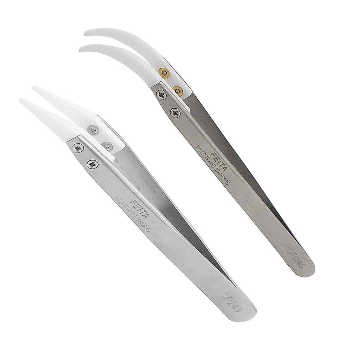 Ceramic Tweezer Set - FEITA Ceramic Precision Tweezers for Electronic Repair, DIY Hobbies - NO MORE BROKEN TIPS! (2-Pcs)