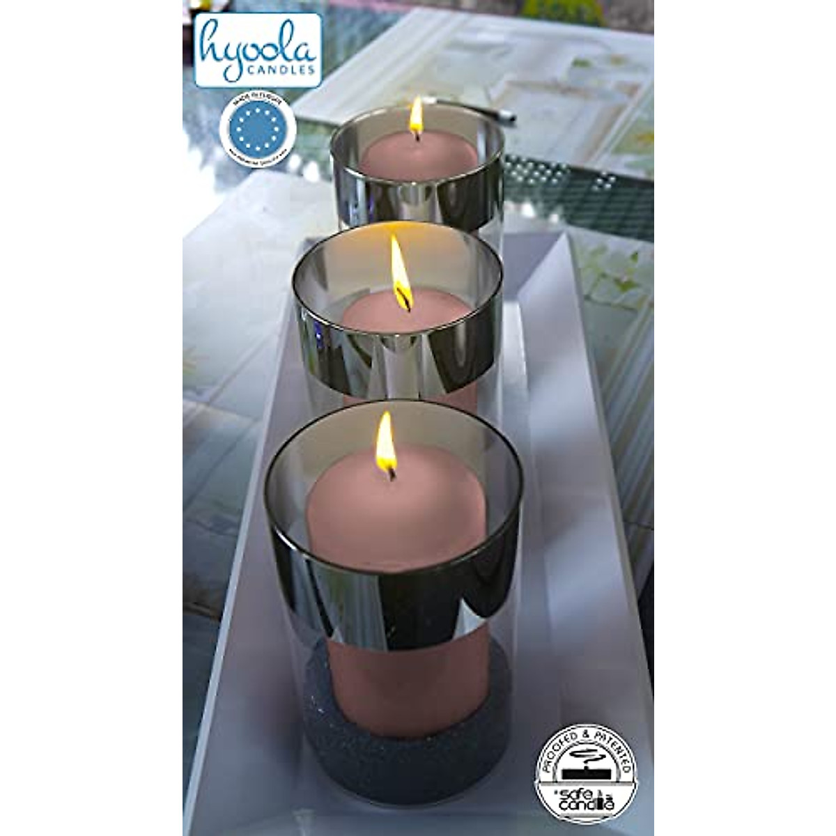 Hyoola Light Pink Pillar Candles 3x6 Inch - 6 Pack Unscented Pillar Candles Bulk - European Made