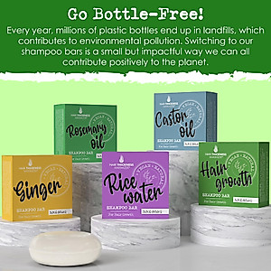 Hair Growth Shampoo Bar With Biotin, Rice Protein, Organic Jojoba. Eco Friendly, Vegan. Color Safe, pH Balanced. No Harsh Chemicals. Higher Concentration vs. Liquid