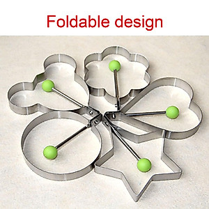 Stainless Steel Egg Molds, 5 Pack 3.5 Inch Different Shape Silver Egg Ring Molds for Cooking and Griddle of Egg, Flapjack, and Bread and Chocolate (5)