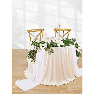 White Chiffon Fabric by The Yard 5 Yards 58" Wide Sheer Backdrop Panels Wedding Runner Rustic Bridal Baby Shower Tablecloth Decorations