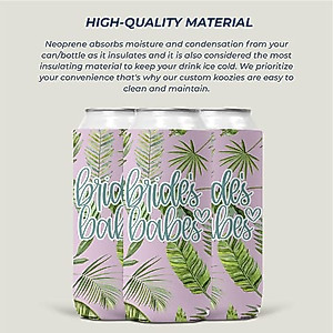 Bride and Brides Babes Hugger Set of 10, Can Cooler Sleeves- Bridal Shower Cooler Sleeves for Bridesmaids and Bride To Be Hugger, Skinny Bachelorette Coozies, 12oz, Slim Can Hugger Bachelorette