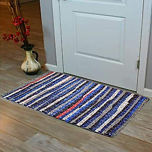 COTTON CRAFT Cotton Chindi Rag Rug - 2 Pack - Boho Farmhouse Rustic Area Accent Throw Rug - Handwoven Reversible Natural Recycled Yarn - Living Room Den Study Home Décor Gift -20 x 32 in - Multi Color