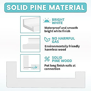 Ochoice Floating Picture Ledge Shelf - 72 inch White Photo Shelves with Lip, Long Wood Bookshelf for Living Room, Bedroom, Nursery, Wall Decor