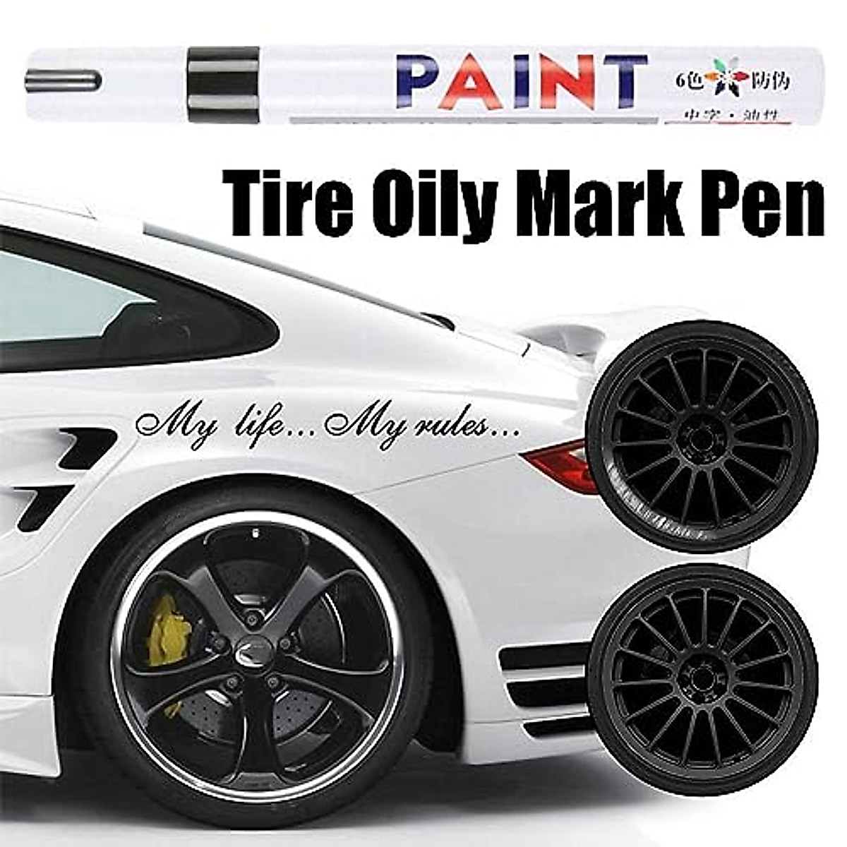 JHIALG Tire Marker Lettering Tire Paint Pen Markers, Waterproof Oil Based Paint Markers for Car Tire Tread Rubber Metal