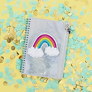 Yoobi College-Ruled Spiral Notebooks with Pencil Zipper Pouches | Fun Green Avacado Print | Cute Rainbow Glitter | 2-Pack | 60 Sheets, Multicolor