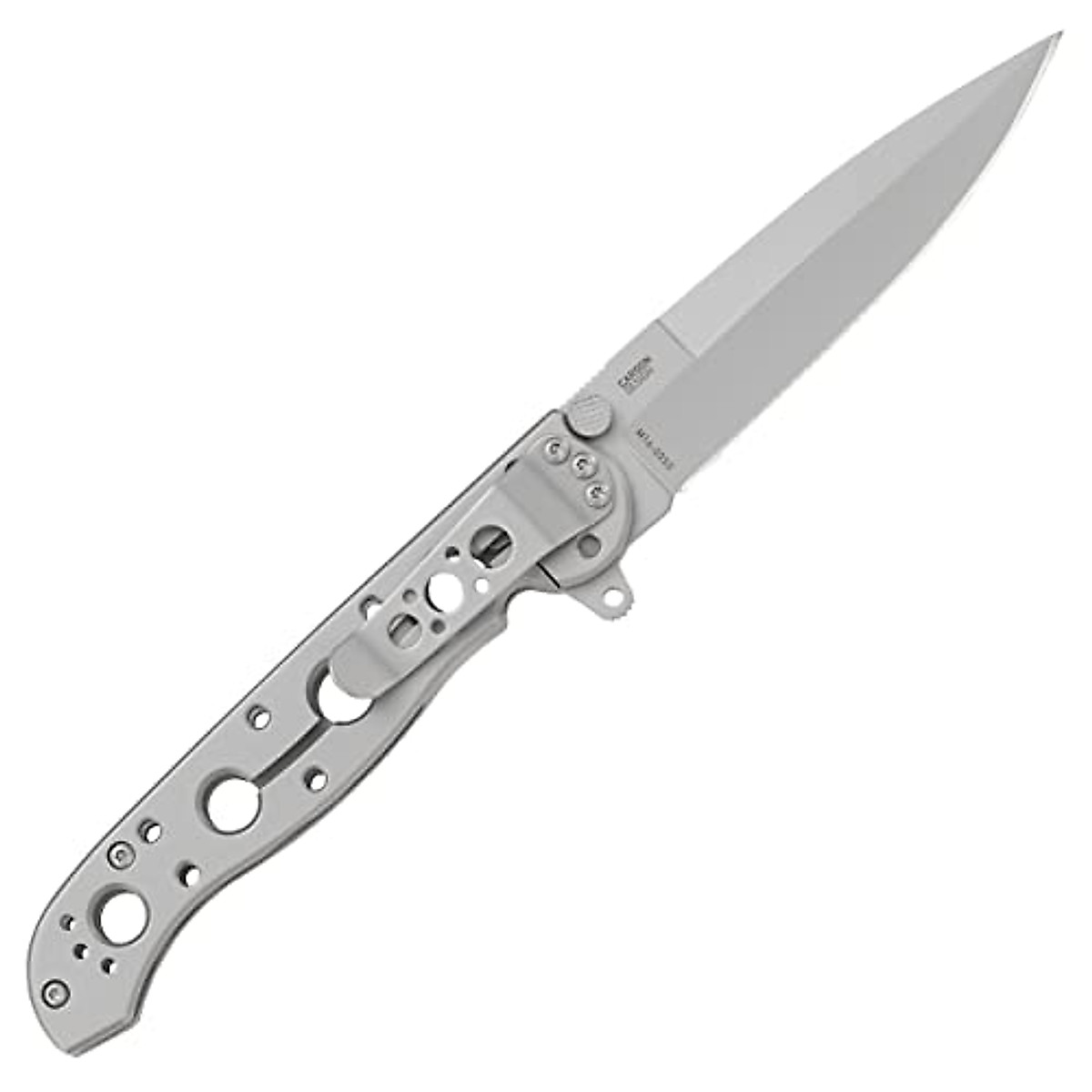 CRKT M16-03SS EDC Folding Pocket Knife: Sandvik Frame Lock, 4-Position Pocket Clip Bead Blast Blade, Stainless Steel Handle
