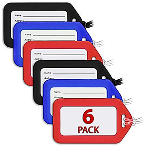 Mifflin-USA Luggage Tags (Classic, 6 PK), Bag Tag for Baggage, Suitcase Tags Bulk