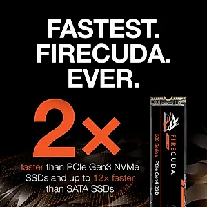 Seagate FireCuda 530 500GB Solid State Drive - M.2 PCIe Gen4 ×4 NVMe 1.4, speeds up to 7300 MB/s, Compatible PS5 Internal SSD, 3D TLC NAND, 1275 TBW, 1.8M MTBF, 3yr Rescue Services (ZP500GM3A013)