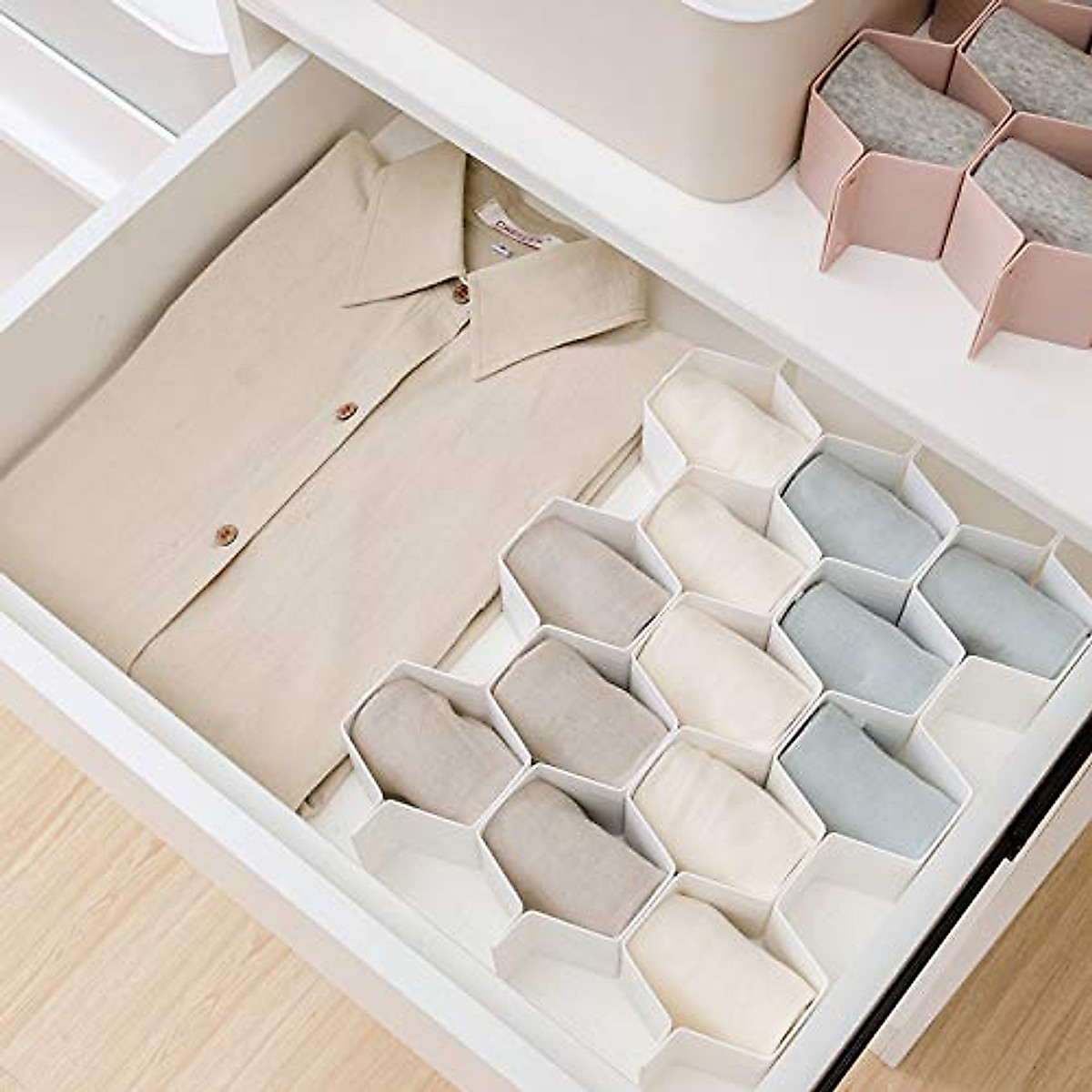 Arinda Honeycombs Drawer Organizer Adjustable Clapboard Divider Separator DIY Drawer Divider Partition Storage Underwear Socks Bras Ties Belts Scarves Baby Clothes Organizer