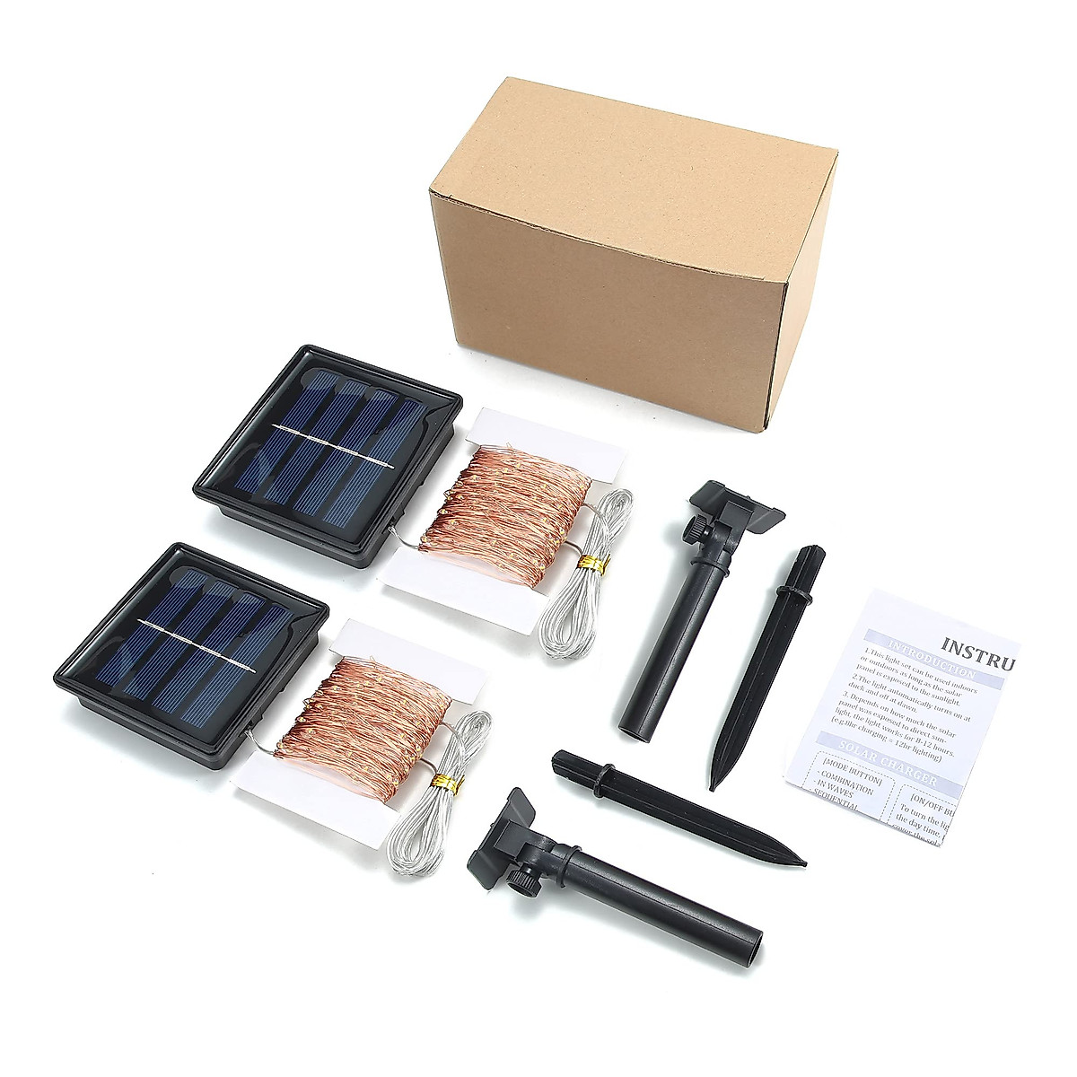 Solar Outdoor String Lights – Pack of 2 Waterproof Copper Solar powered Outdoor String Lights - 72 FT 200 Led Fairy Lights with 8 Lighting Modes– Good Ideal for Garden, Birthday, Party