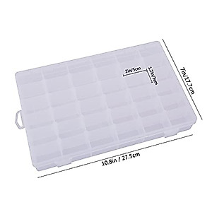 PRTTY 4 Pack 36 Grids Plastic Organizer Box Crafts Storage Beads Organizer with Adjustable Dividers,Jewelry Storage Box with 400pcs Label Stickers,for Fishing Tackles,Beads,Jewelry,Rock Collection.