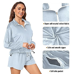 ODAWA Elegant Blue Sweat Sets Women's Oversized 2 Piece Lounge Sets Fall Outfits Casual Cozy Pajamas Tracksuit Set S-XXL
