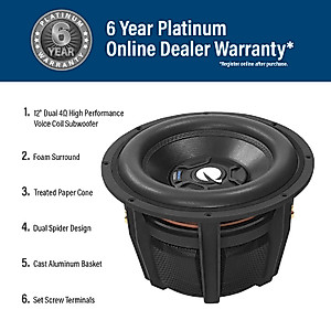 Planet Audio BBD12B 12 Inch Car Subwoofer - 2500 Watts Maximum Power, Dual 4 Ohm Voice Coil, Sold Individually, Black