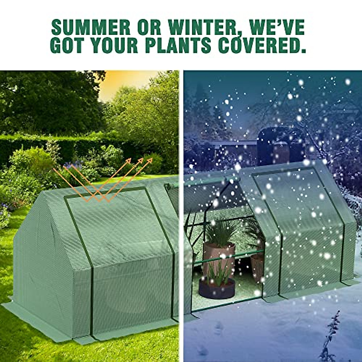 Sundale Outdoor Green House Kits to Build for Outside Winter,106 x 35 x 35 Inch Tunnel Small Greenhouses for Outdoors,Indoor Outdoor Pop Up Greenhouse with Doors, Portable Greenhouses with Cover