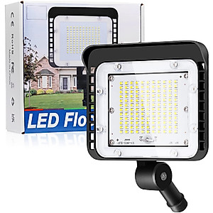 PBYBGB 60W LED Flood Light Outdoor for Dusk to Dawn, Super Bright 7500LM Security Lights, Adjustable Knuckle Mount,5000K Daylight IP65 Waterproof Floodlights for Yard, Garden, Garages,Parking Lot