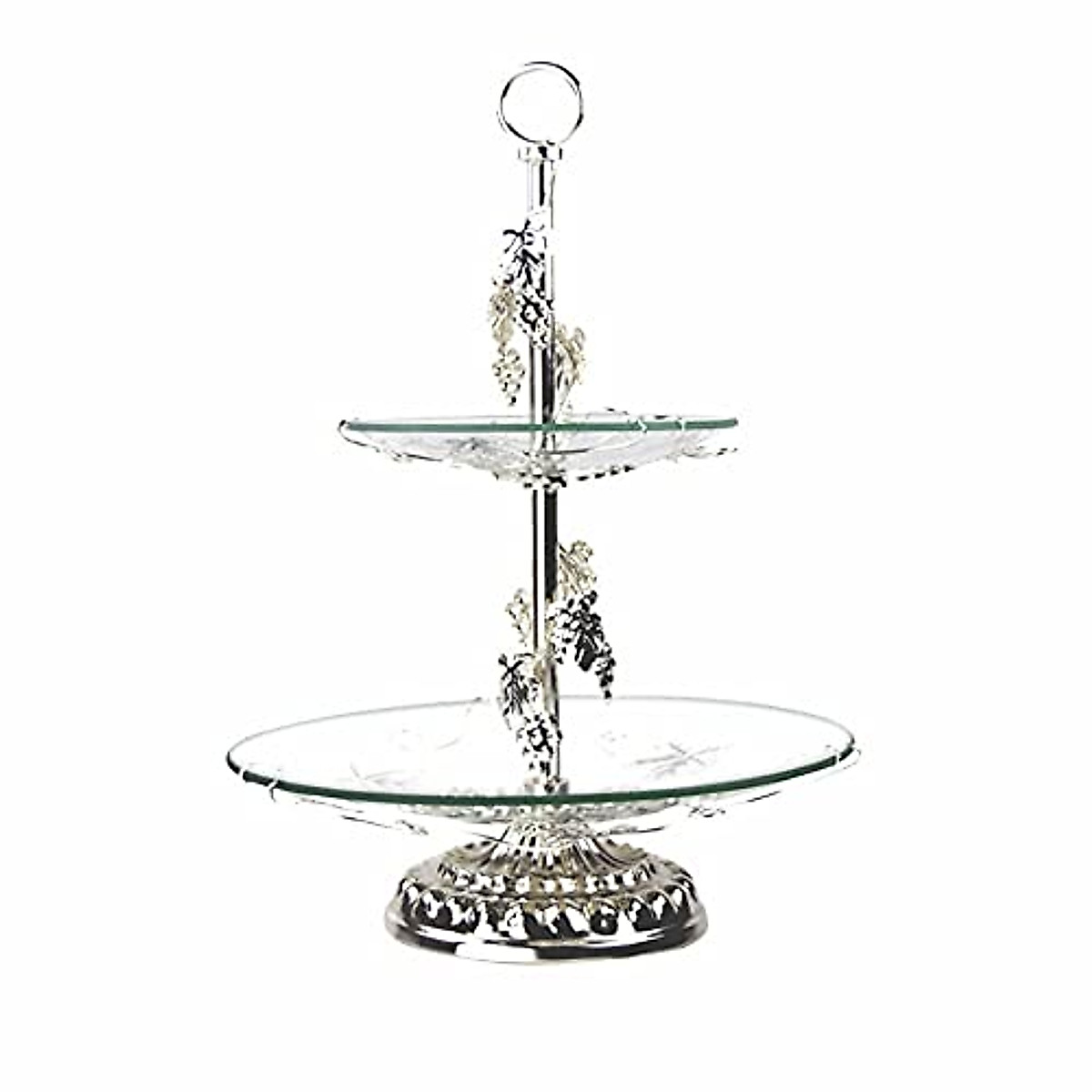 2 Tier Elegant Glass Cake Stand Cupcake Tray Multifunctional Tower Dessert Fruit Plate Holder Table Decor for Restaurant Buffet Bar Picnic Party Festival Afternoontea Silver