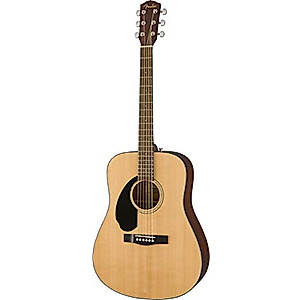 Fender CD-60S Solid Top Dreadnought Acoustic Guitar, Left Handed - Natural Bundle with Gig Bag, Tuner, Strap, Strings, Picks, and Austin Bazaar Instructional DVD