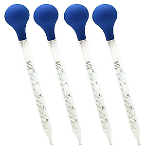 OESS Glass Graduated Dropper Pipettes with Blue Rubber Caps 10ml Pk/4