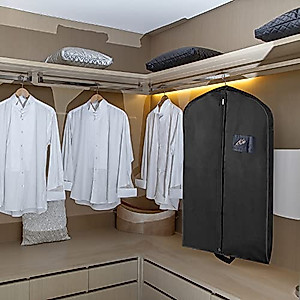 Garment Bags for Travel 43" 1 Pack, Hoprfire Suit Garment Covers with 4" Gussetes for Closet Storage for Men Breathable Foldable Hanging Bags Waterproof for Suit, Clothes, Custom, Tuxedo, Shirts, Coat