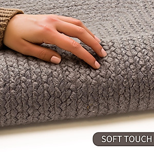 Super Area Rugs Lichfield Gray Braided Rug for Living Room - Washable Braided Rug - Woven Rug for Bedroom - Charcoal Gray 5' x 8' Rectangle