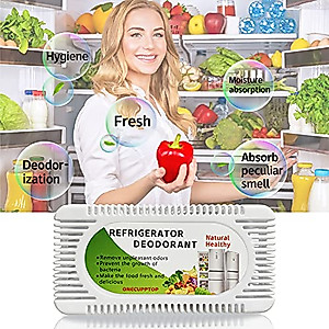 Refrigerator Deodorizer(4 pack), Fridge and Freezer Odor Eliminator, Activated Carbon Smell Remover and Moisture Absorber