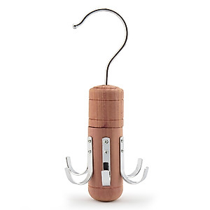 HANGERWORLD Cedar Rotating Belt Organizer Rack Hanger Closet Storage for Belts and Ties