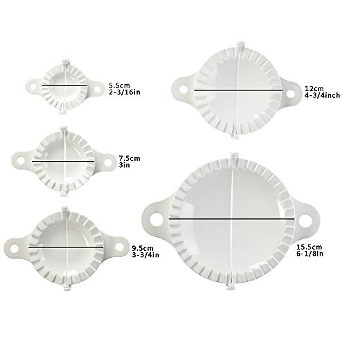 Dumpling Maker Dumpling Tools 5Packs with Different Sizes of Dumpling Mold, Perfect for Making Hand pies, Dumplings, Ravioli, Calzones, Dough Press 5.5/7.5/9.5/12/15.5cm