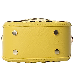 QZUnique Fruit Shape Handbag PU Crossbody Metal Chain Shoulder Bag Adjustable Strap Clutch Jelly Purse Pineapple